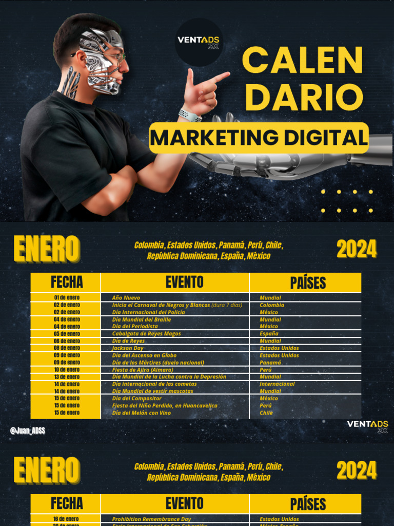 Calendario Marketing Digital JUAN ADS | PDF | America latina | Colombia