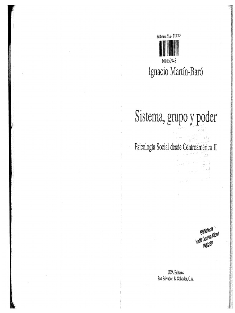 Ignacio Martin Baro Sistema Grupo e Poder PDF PDF Free | PDF