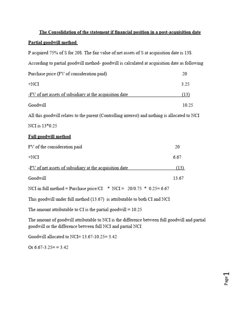 Online 1-Statement of Financial Position - Consolidation in A Post ...
