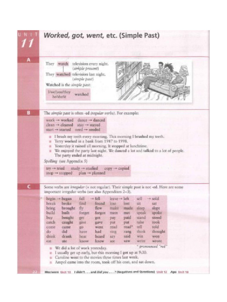 Simple Past Regular An Irregular Verbs Affirmative Sentenses Pdf