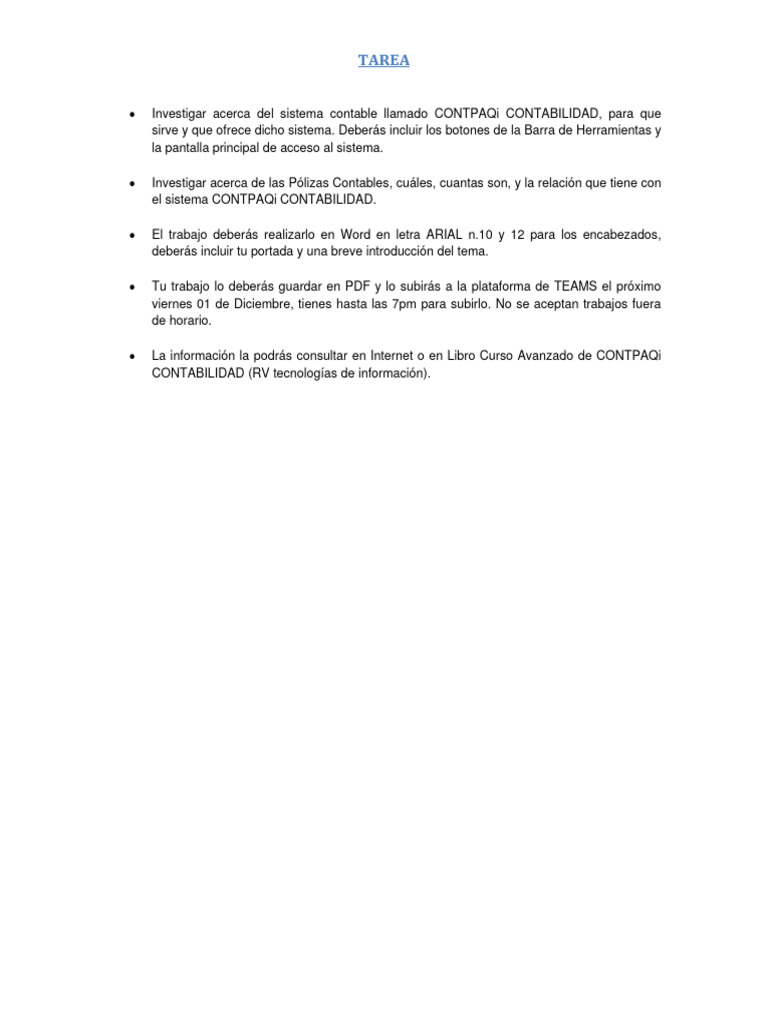 Tarea Sistema Contable | PDF | Informática