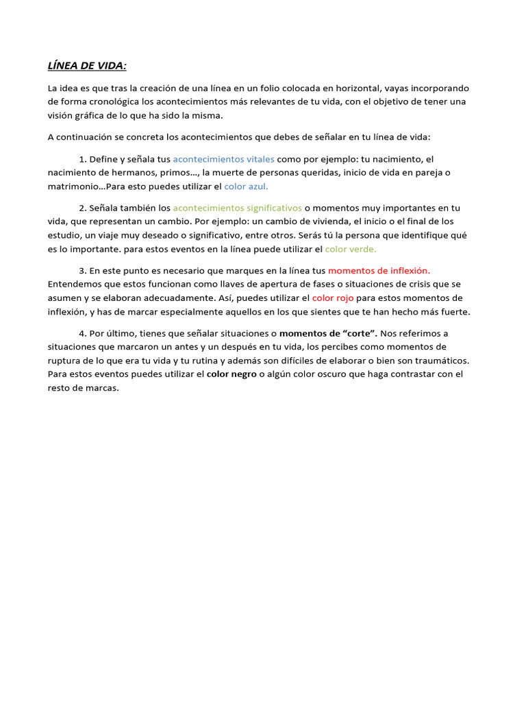 Crea Tu Línea de Vida Personalizada | PDF