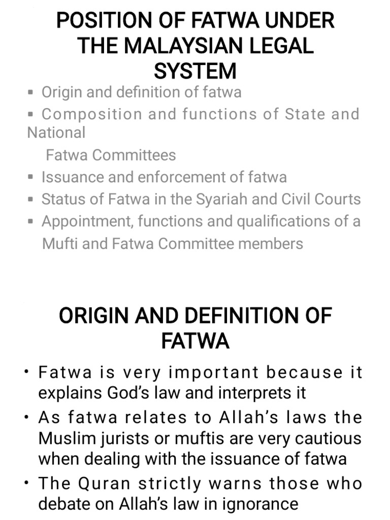 Position of Fatwa Under The Malaysian Legal System | PDF | Fatwa | Sharia