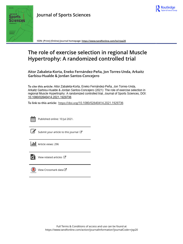 The Role of Exercise Selection in Regional Muscle | Download Free PDF ...