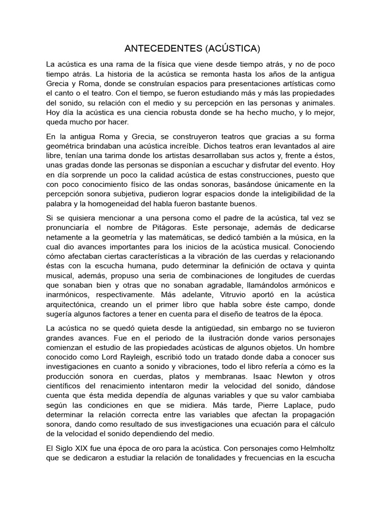 Historia y Evolución de la Acústica | PDF | Acústica | Sonido