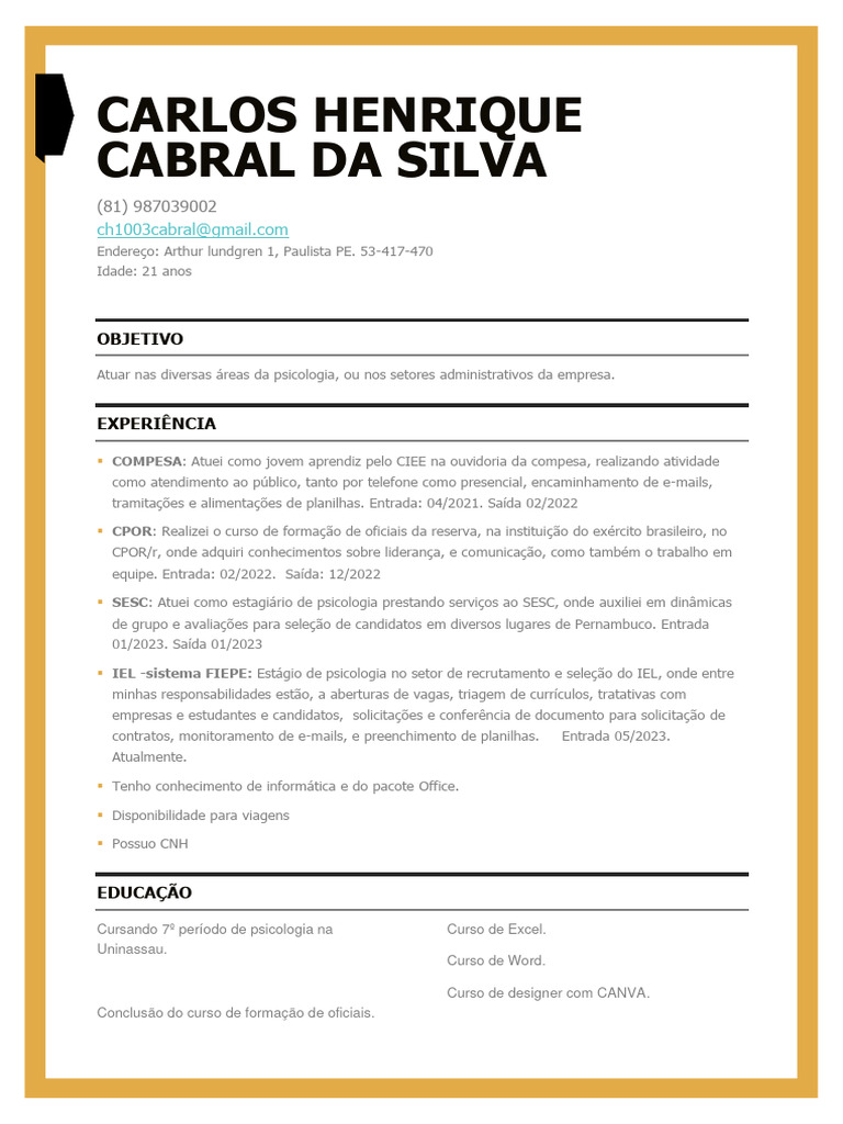 Curriculo Atualizado 2024 | PDF