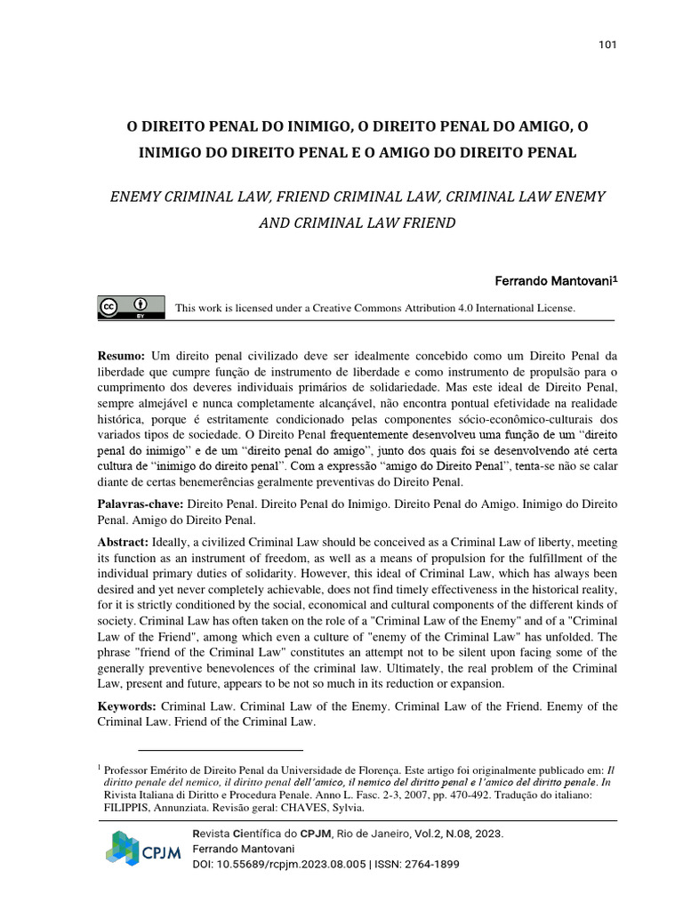 Direito Penal: Inimigo e Amigo | PDF | Estado | Direito Penal