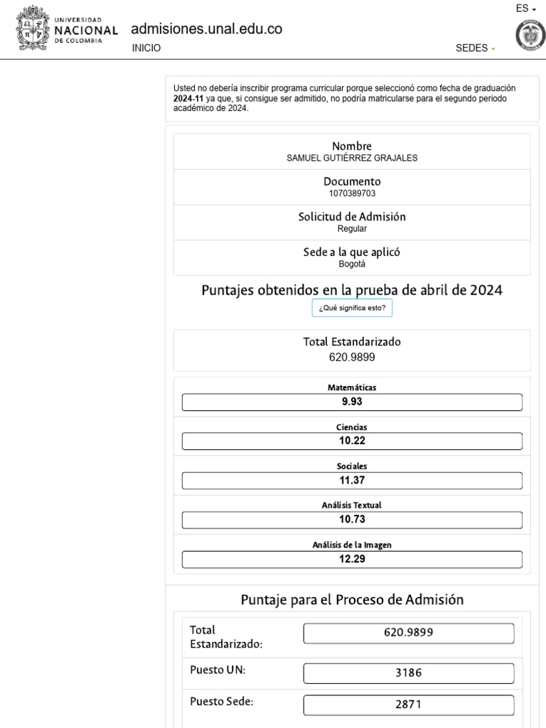 Dirección Nacional de Admisiones RESULTADO | PDF