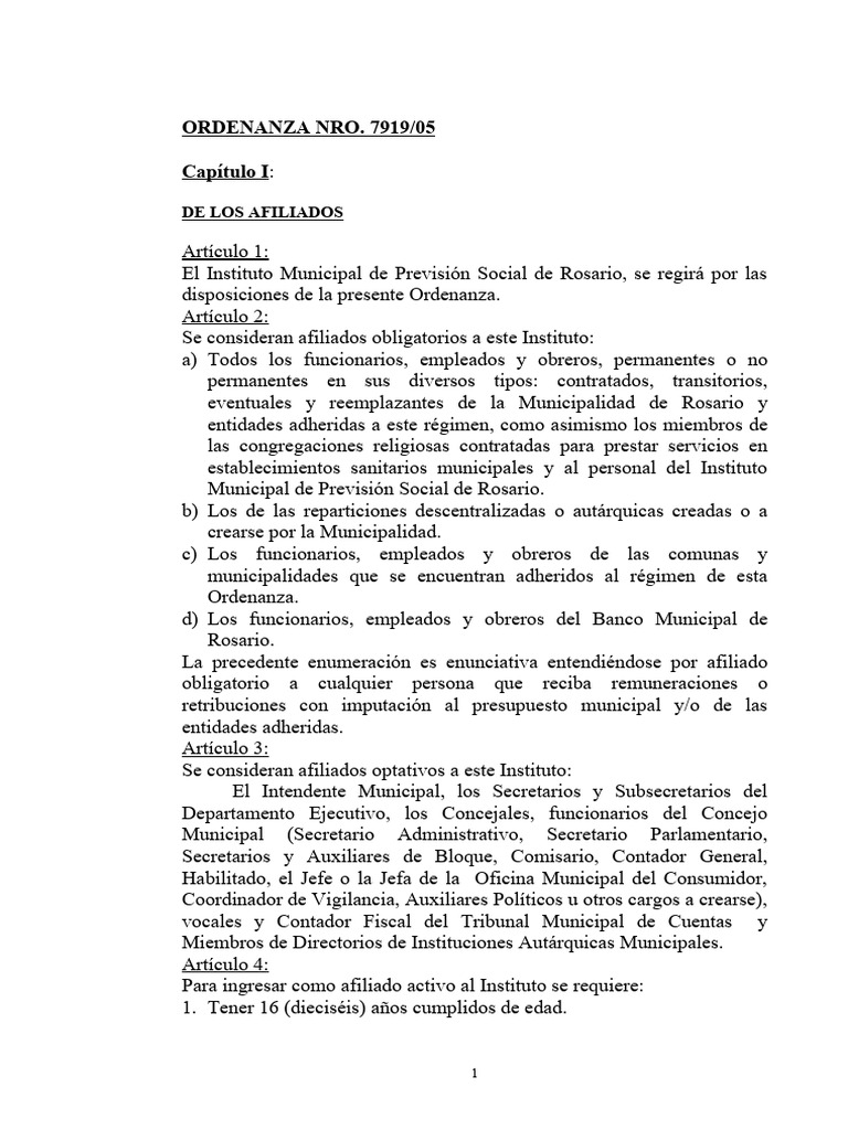 Ordenanza Municipal de Previsión Rosario | PDF | Jubilación | Costo de ...