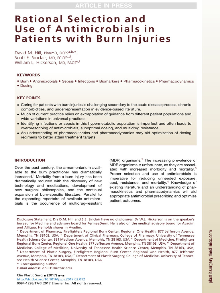 Antimicrobial Use in Burn Patients | PDF | Sepsis | Infection