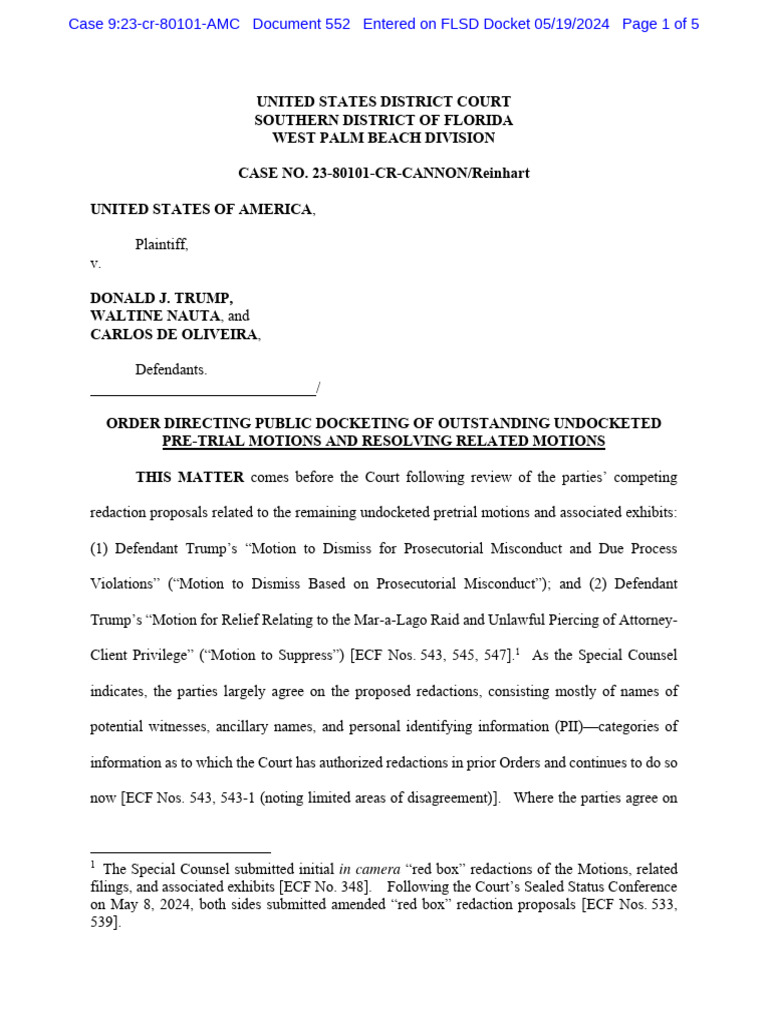 Gov Uscourts FLSD 648653 552 0 | PDF | Discovery (Law) | Law Of The ...