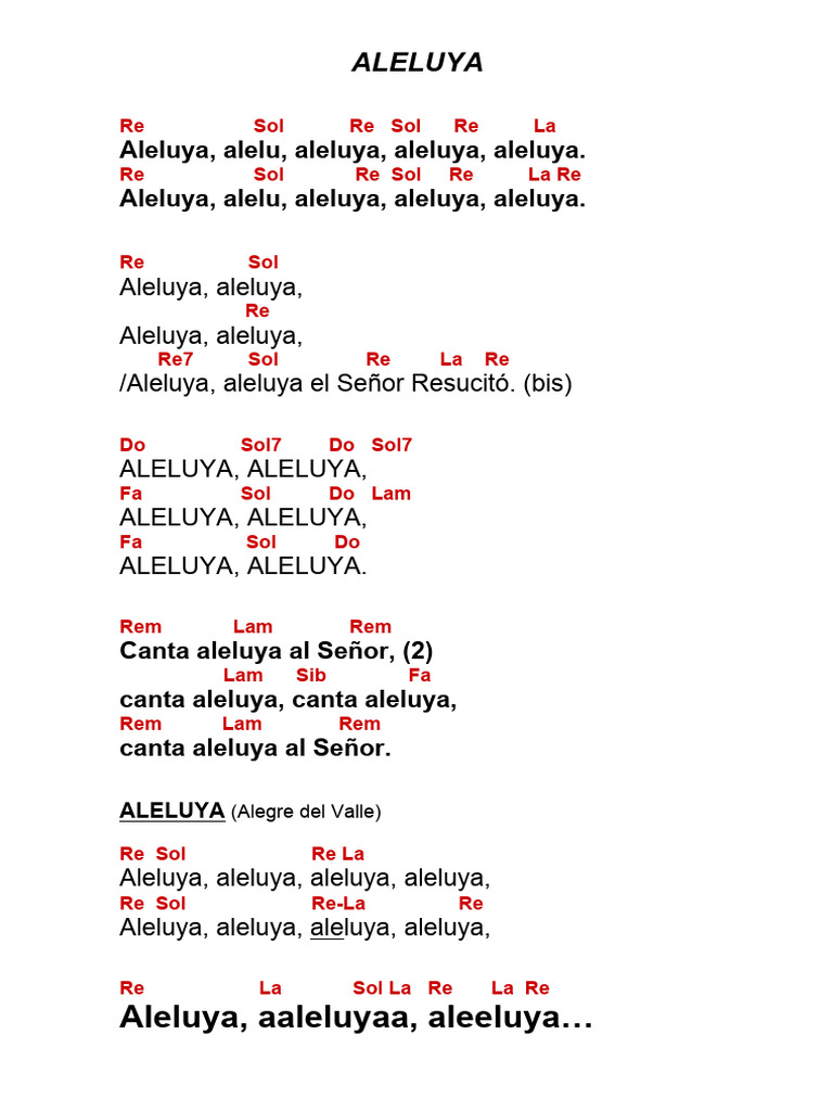 Letras e Acordes de Aleluya | PDF | Artes Linguísticas e Disciplina ...