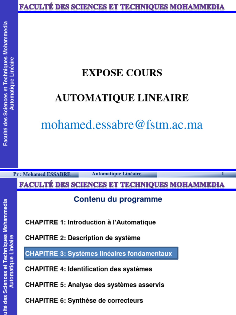 Cours3 - Systémes Lineaires Fondamentaux - GET Automatique | PDF ...