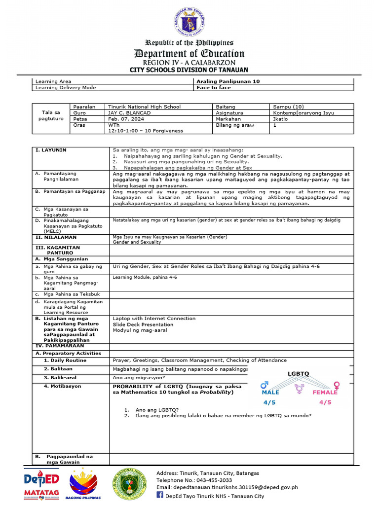 Mga Isyu Na May Kaugnayan Sa Kasarian (Gender) Gender and Sexuality | PDF