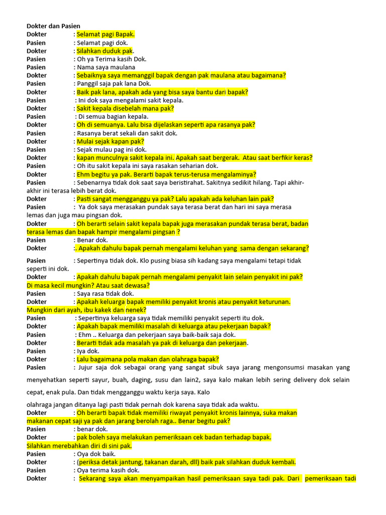 PDF Contoh Dialog Dokter Dan Pasien | PDF