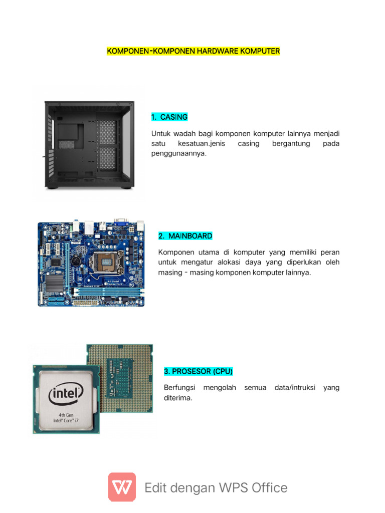 Komponen Komputer Hardware | PDF | Komputer