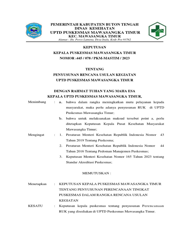 SK Penyusunan RUK | PDF