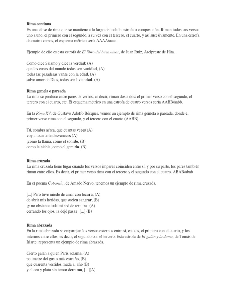 Tipos de Rima en Poesía Española | PDF | Rima