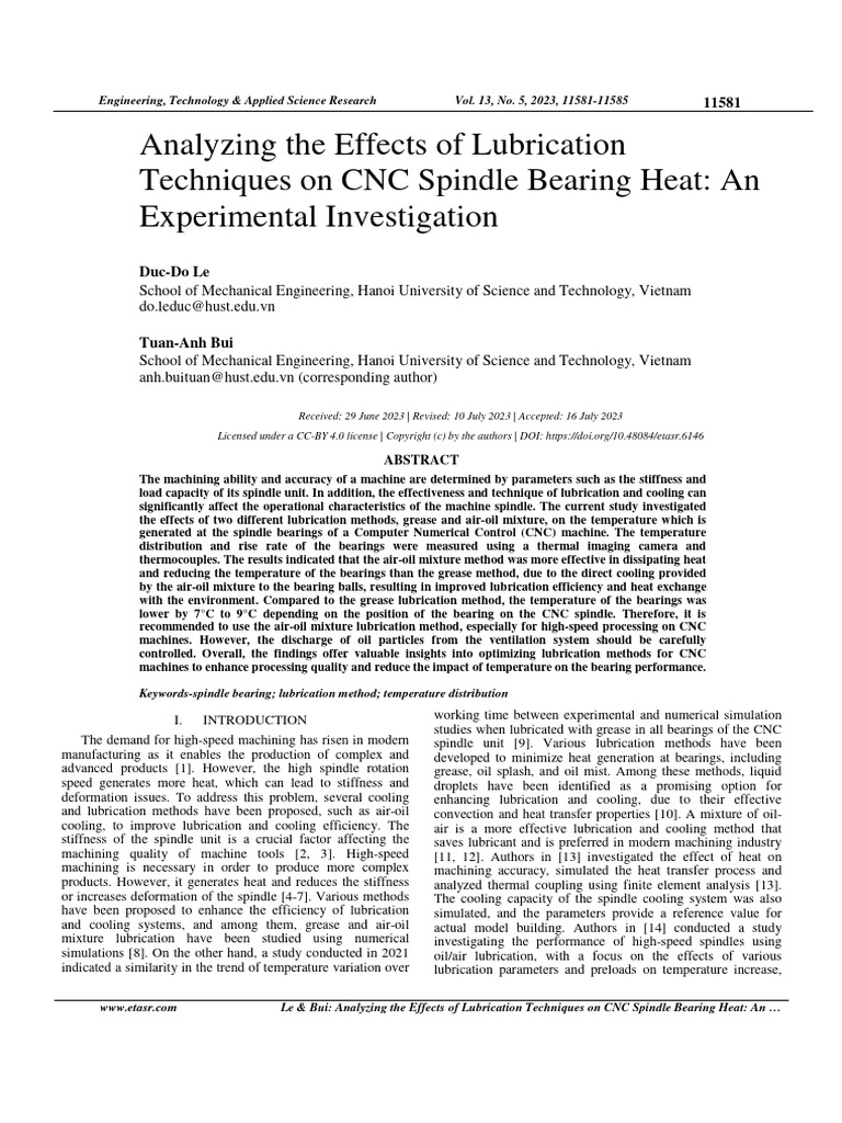 Analyzing The Effects Of Lubrication Techniques On Cnc Spindle Bearing