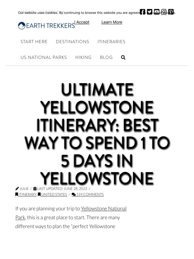 Yellowstone Itinerary: 1-5 Day Guide | PDF | Yellowstone National Park