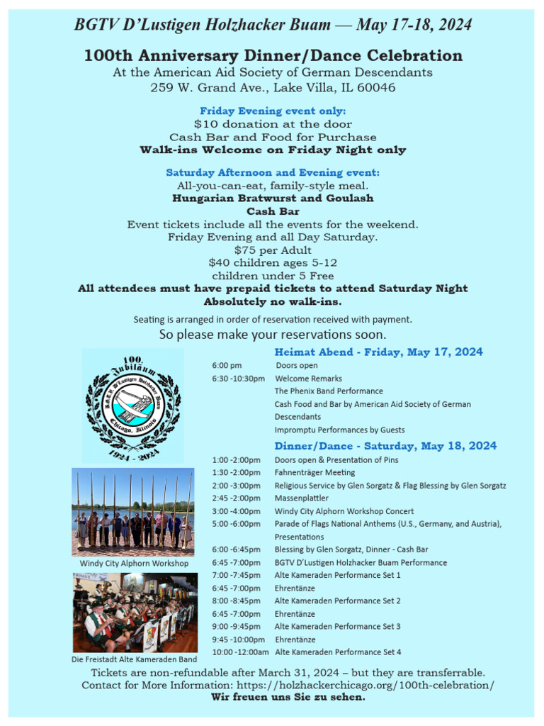 Holzhacker 100th Anniv 2024 Flyer - Proposal 2 | PDF