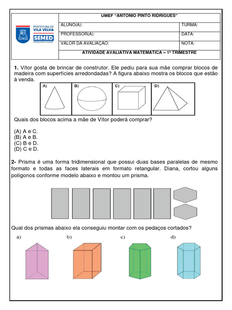 Geometria - Avaliativa | PDF | Polítopo | Geometria Euclidiana