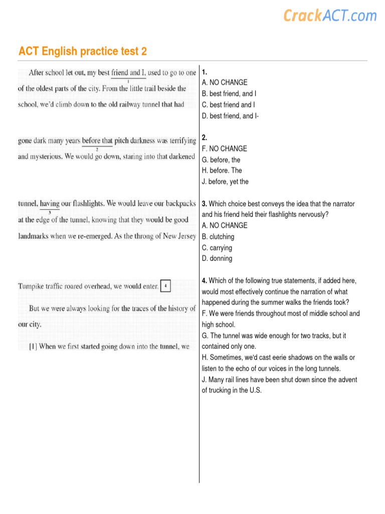 ACT English Practice Test 2 | PDF | Act (Test) | Sat