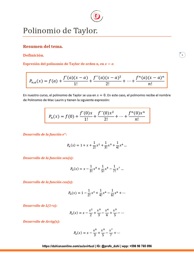 Polinomio de Taylor | PDF | Polinomio | Álgebra abstracta