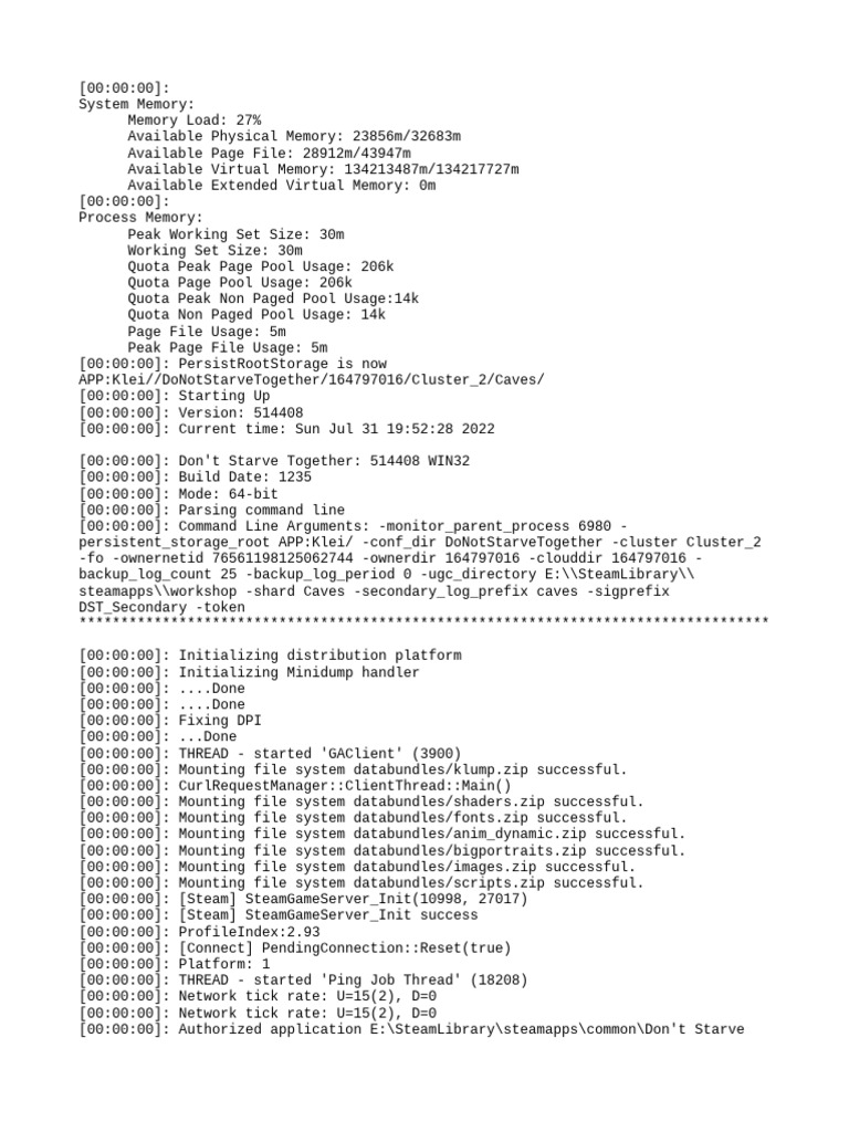 Caves Server Log | PDF | X86 Architecture | System Software