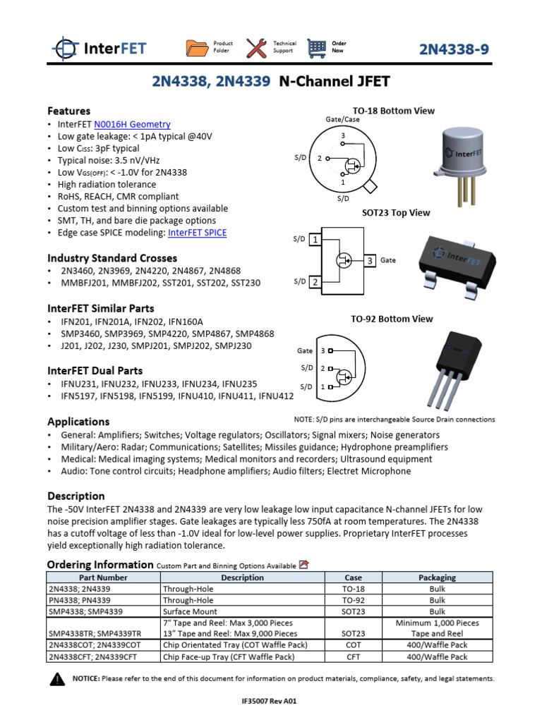 Jfet 2n4338 2n4339 Interfet | Download Free PDF | Semiconductor Devices ...