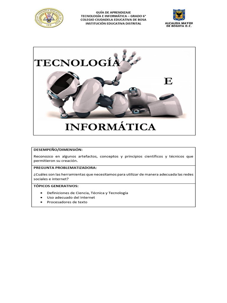 1_Trimestre_Tecnologia_Informatica_Sexto_2023 | PDF | Procesador de textos | Microsoft Word