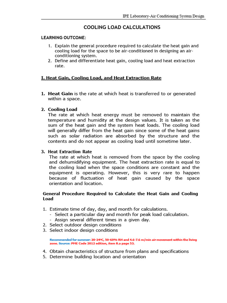 Cooling Load Calculations | PDF | Air Conditioning | Heat