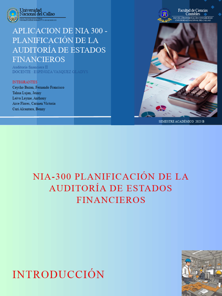 AF II - GP N°6 - APLICACION DE LA NIA 300 | PDF | Auditoría | Contralor