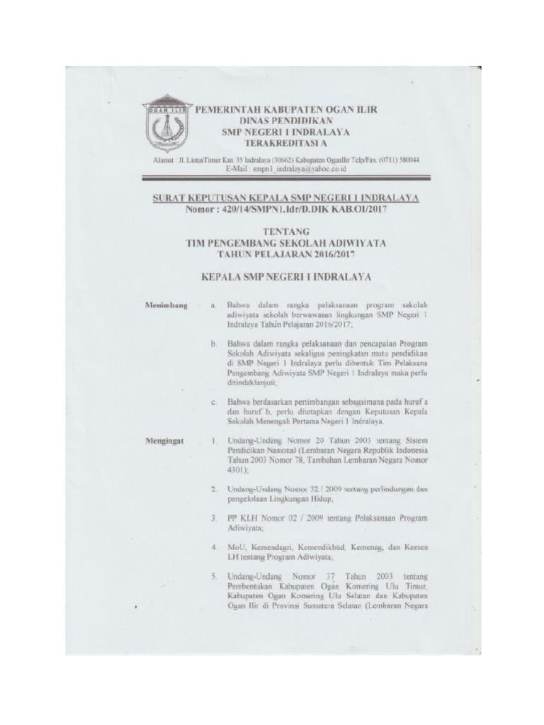 SK Tim Adiwiyata Scan | PDF