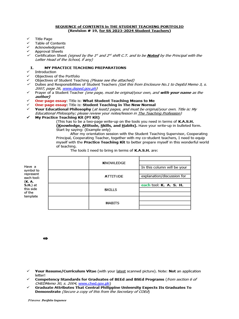 Portfolio Sequence Rev 19 SS 2022-2023 Edited | PDF | Teachers