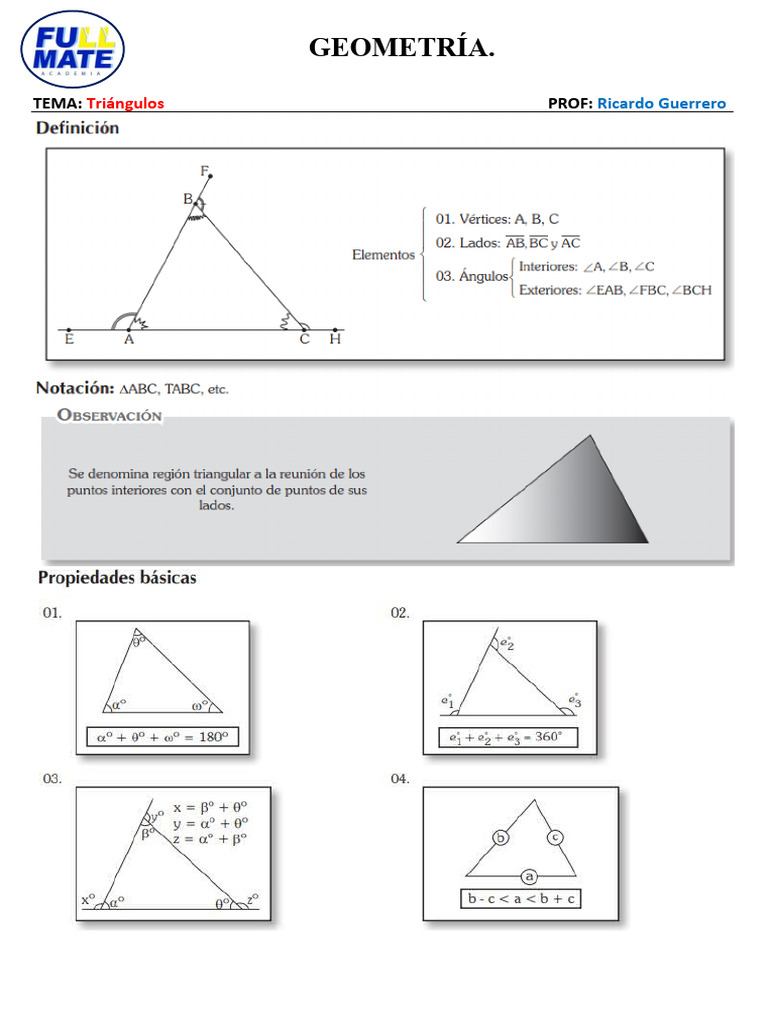 Guía - Geometría - Triángulos | PDF | Triángulo | Geometría Elemental