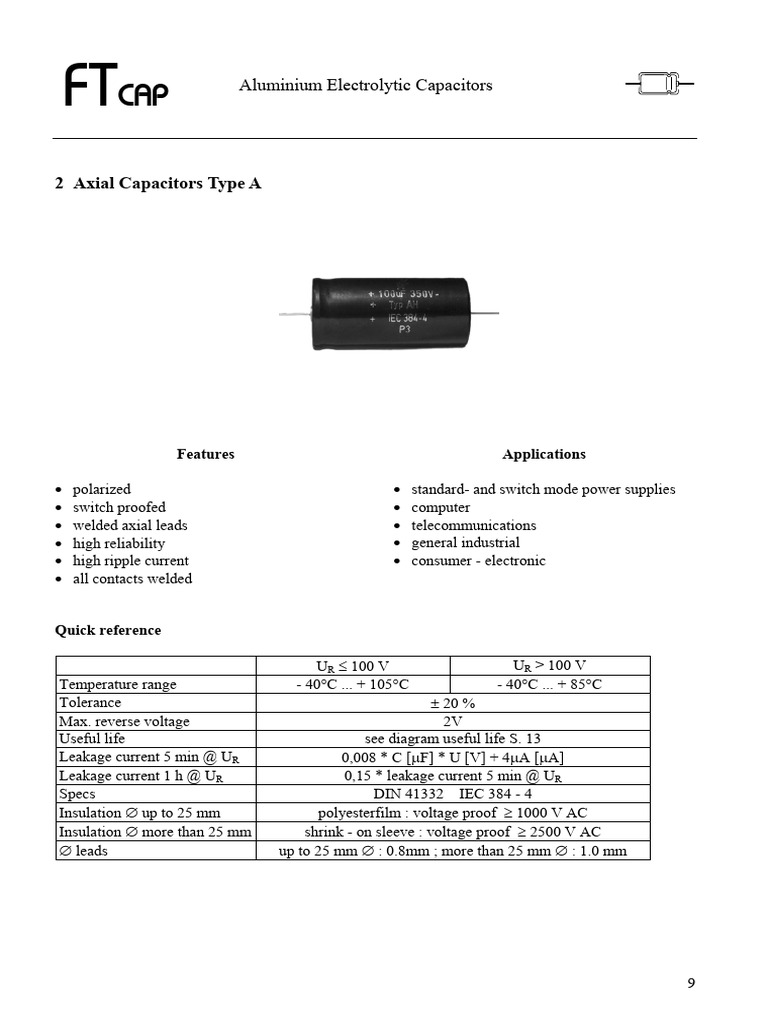 Lezeci Elektrolit FT Cap Tip A | PDF | Capacitor | Electrical Equipment