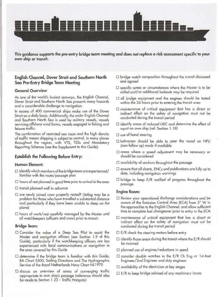 Pre Entry Bridge Team Meeting English Channel and Dover Strait | PDF ...