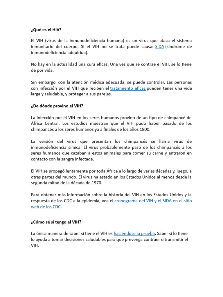 Qué es el HIV | PDF | VIH | VIH / SIDA