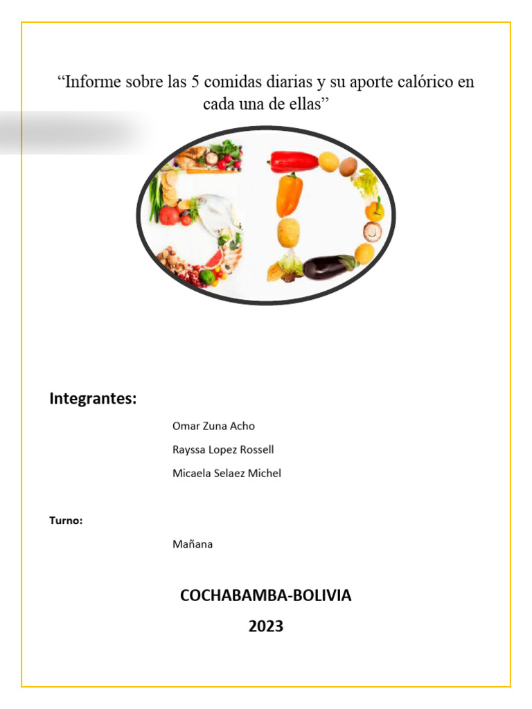 Calorías en 5 Comidas Diarias | PDF | Alimentos | Almuerzo