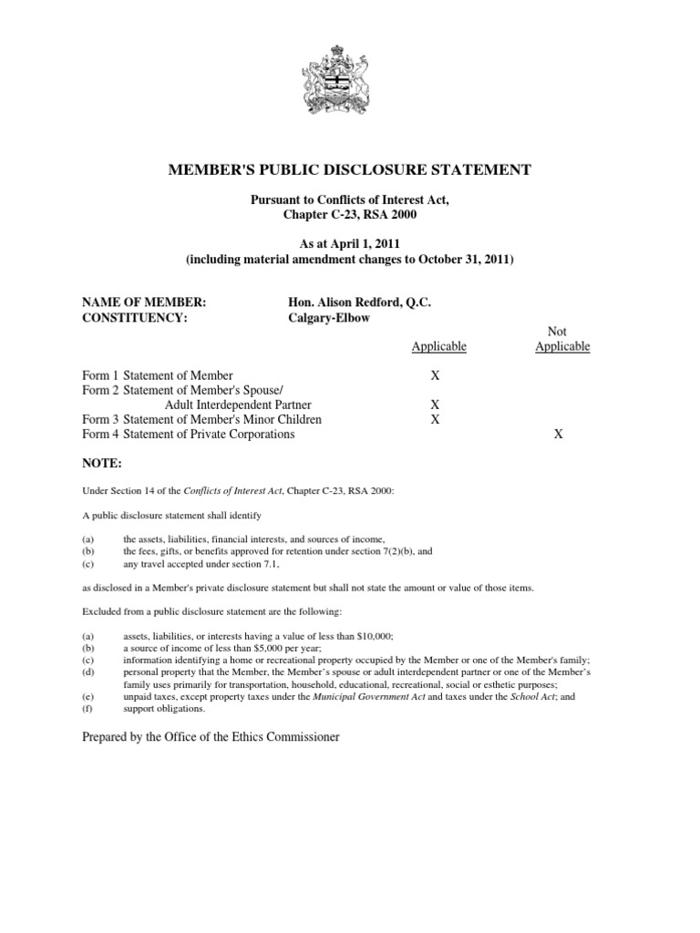 Member'S Public Disclosure Statement | PDF | Securities (Finance ...