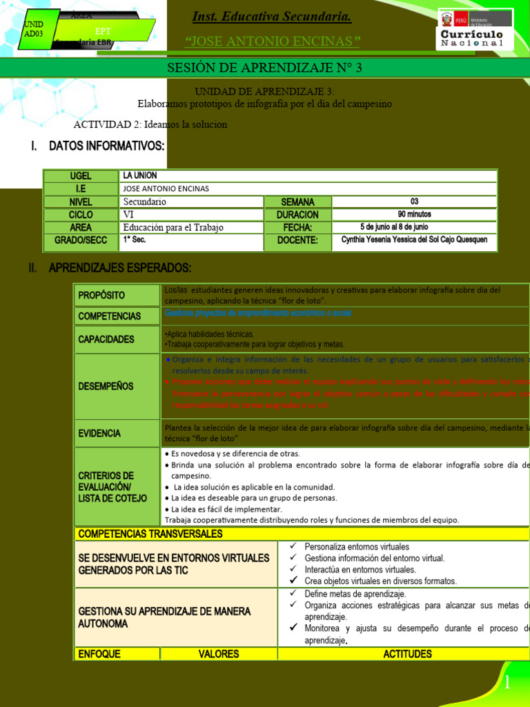 sesion 3 primero experiencia 3 | PDF | Maestros | Aprendizaje