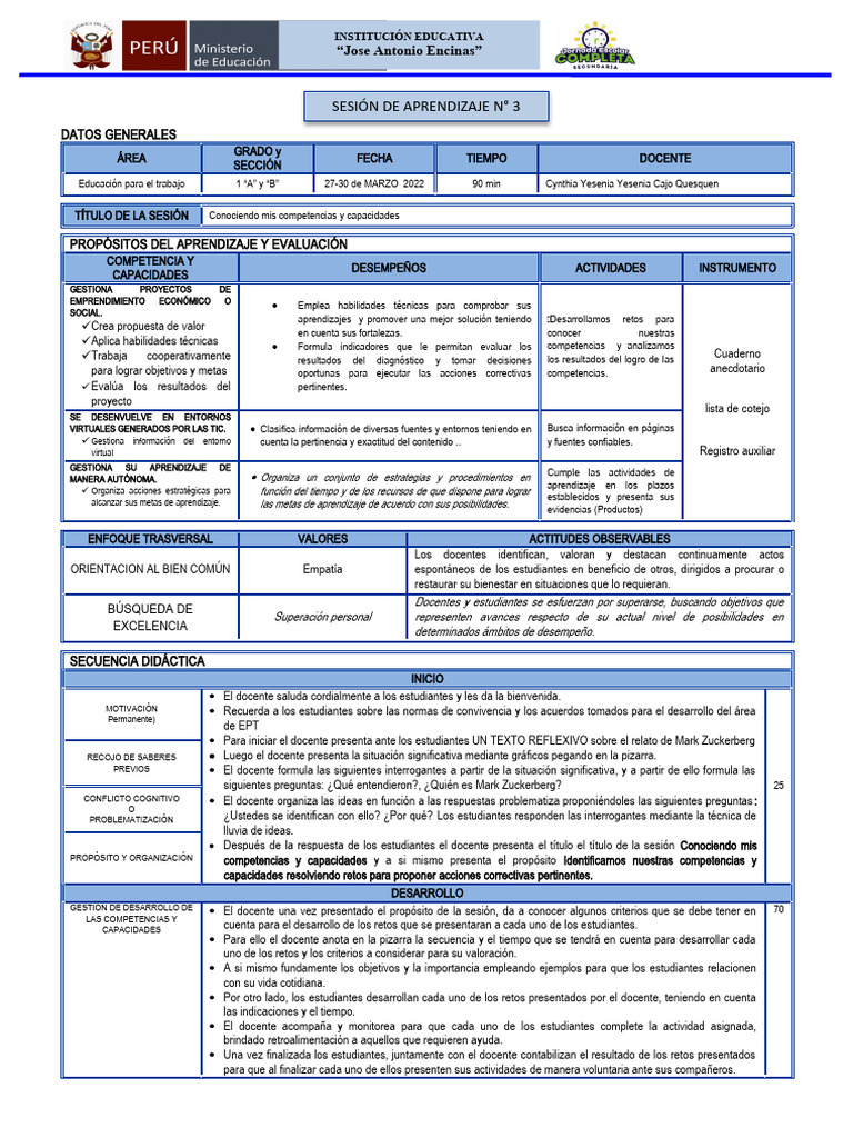 Sesion 3 Ept | PDF | Aprendizaje | Maestros