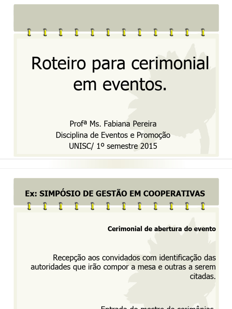 Roteiro de Cerimonial para Eventos | PDF