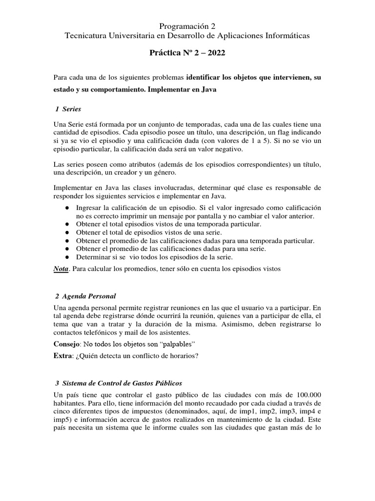 2022 - TP2 | Descargar gratis PDF | Objeto (informática) | Java ... 2022 - TP2 | Descargar gratis PDF | Objeto (informática) | Java ...