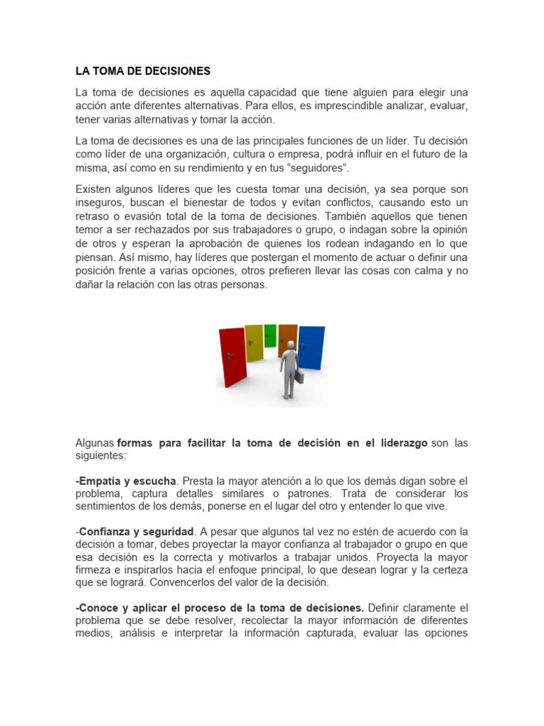 La Toma de Decisiones | PDF | Toma de decisiones