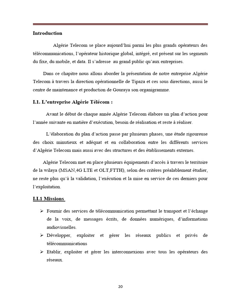 Organigramme d'Algérie Telecom à Tipaza | PDF | Télécommunications ...