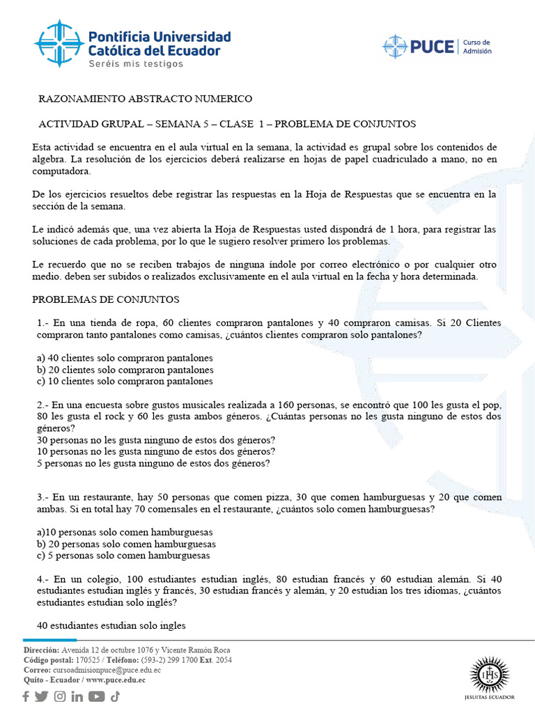 RAN - AG 2 - P2 S5 C2 - PROBLEMAS DE CONJUNTOS ACT1 N | PDF | Ciencias ...
