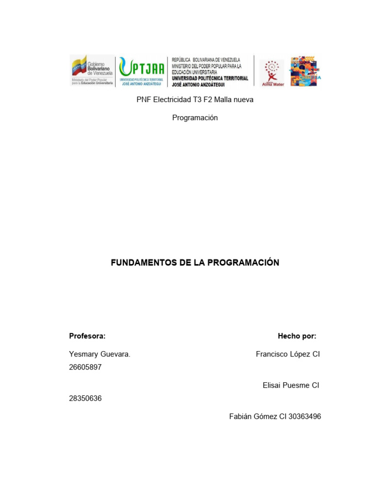 Fundamentos de La Programación | PDF | Lenguaje de programación | Programación de computadoras
