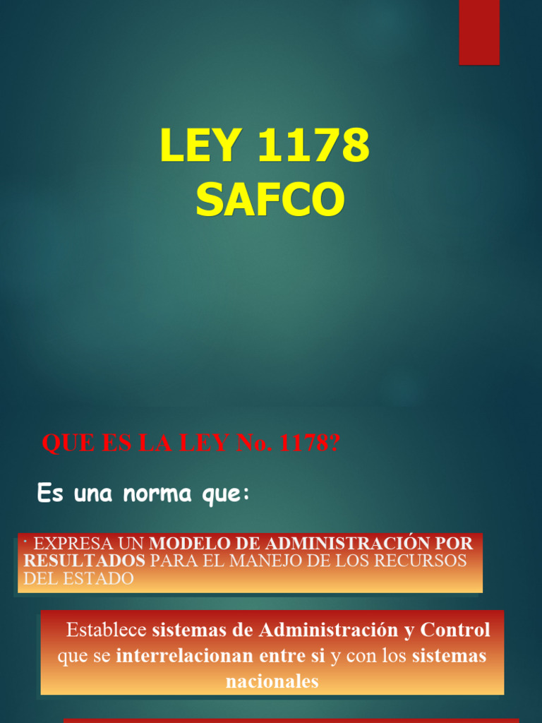 Ley 1178 Safco | PDF | Administración Pública | Derecho penal